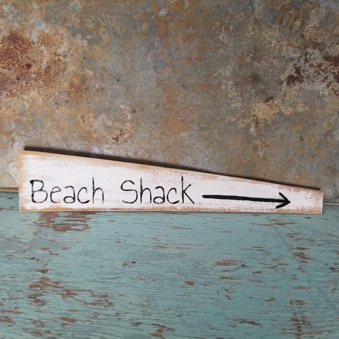 Beach Shack Sign With Arrow, Island Home Decor, Coastal Wall Art ...