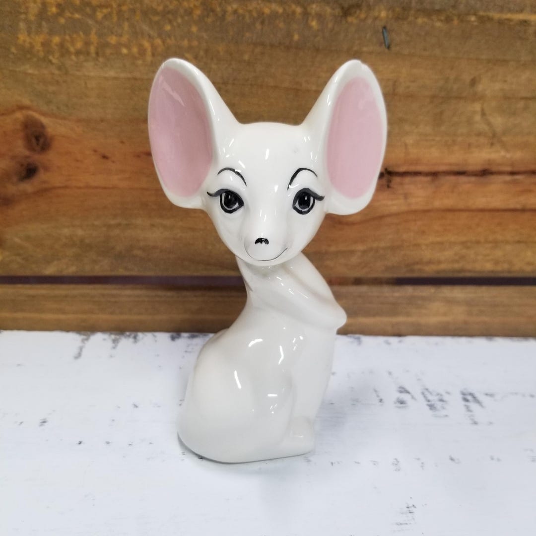 Vintage 70’s Big Ear Mouse Figurine, Ceramic Nursery Decor, Retro ...