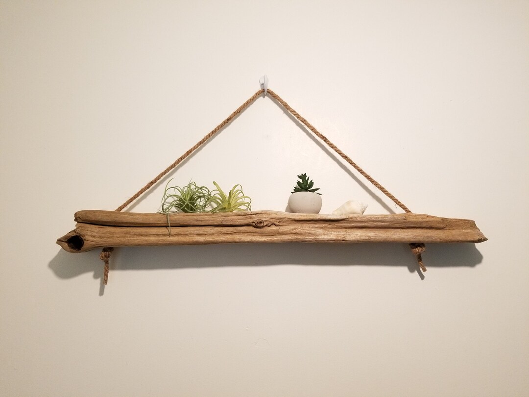 Nautical Rope Shelf Driftwood Shelf Chunky Wood Shelf Beach - Etsy