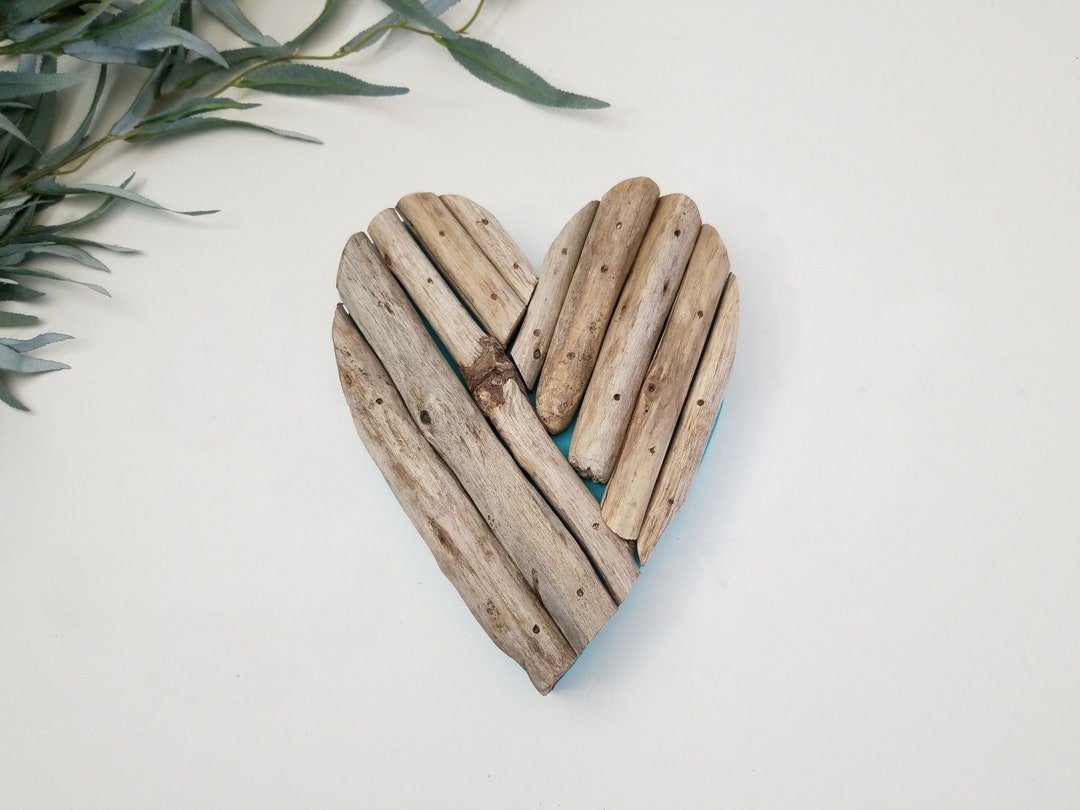 Rustic Wood Heart, Driftwood Heart Wall Art, Coastal Wood Art, Love ...