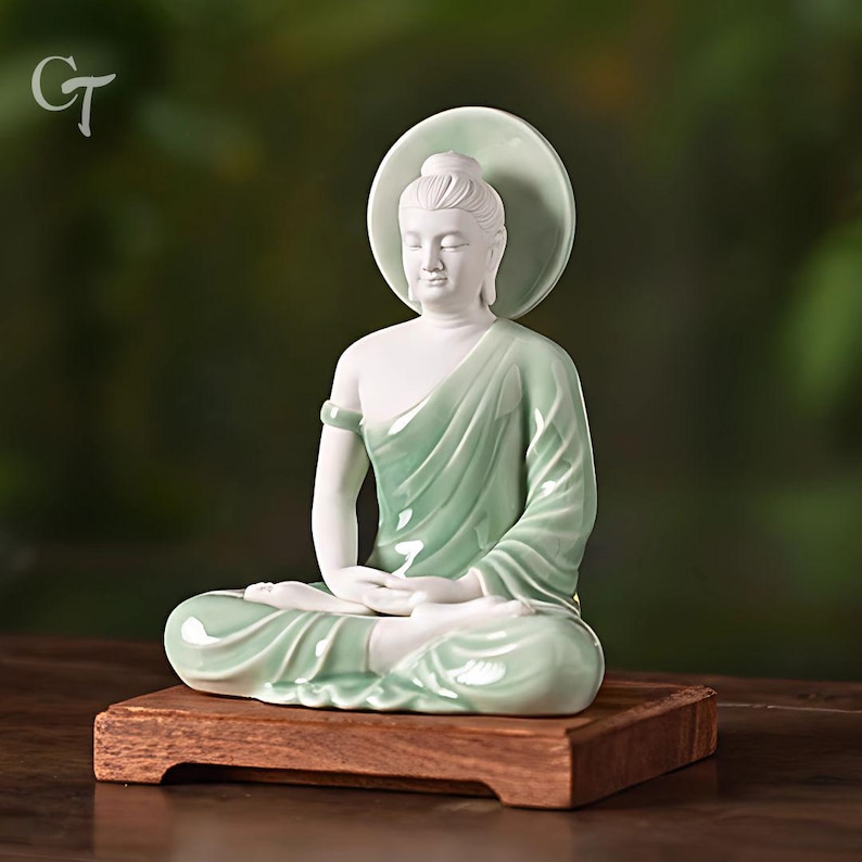 Porcelain Buddha Statue: Zen Meditation Statue for Home, Yoga Studio ...
