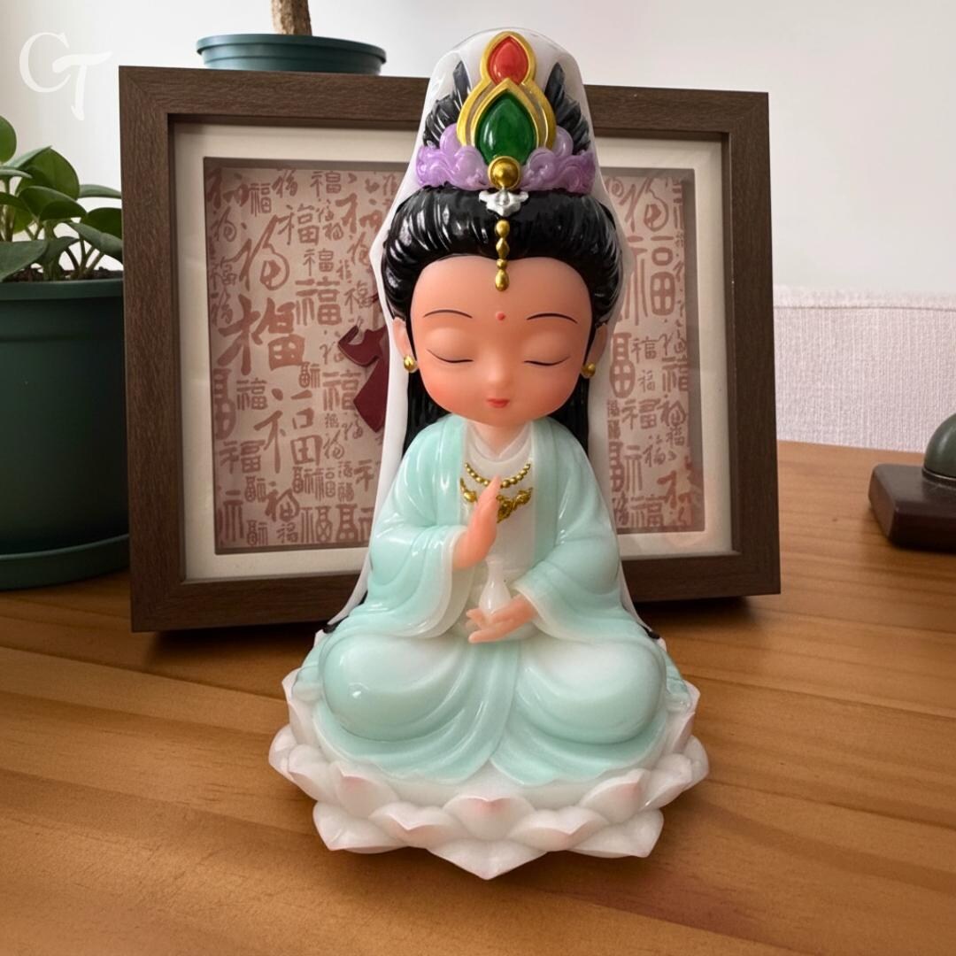 Mini Quan Yin Statue | Goddess of Mercy, Lotus Base - Etsy