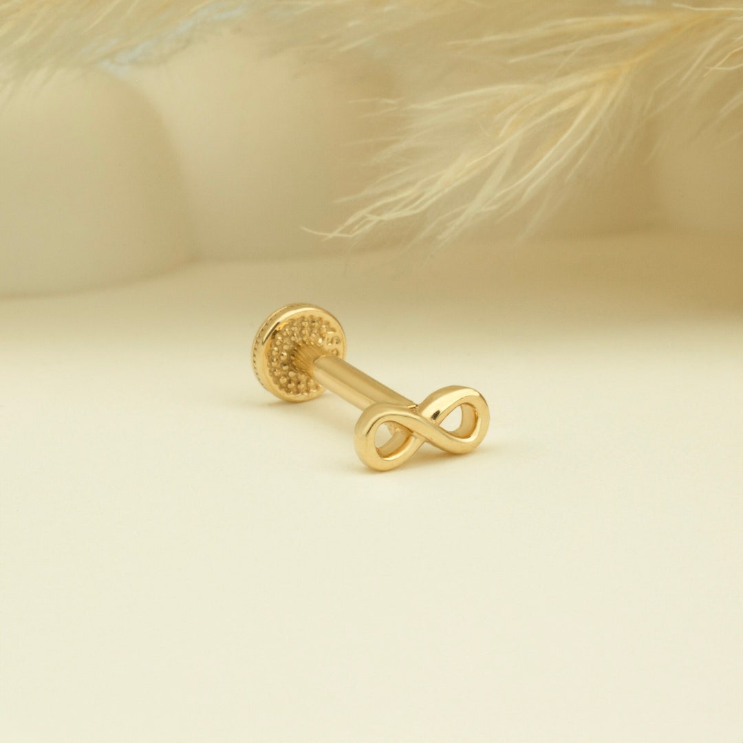 14K Solid Gold Infinity Tragus Piercing: Minimalist Cartilage Earring ...