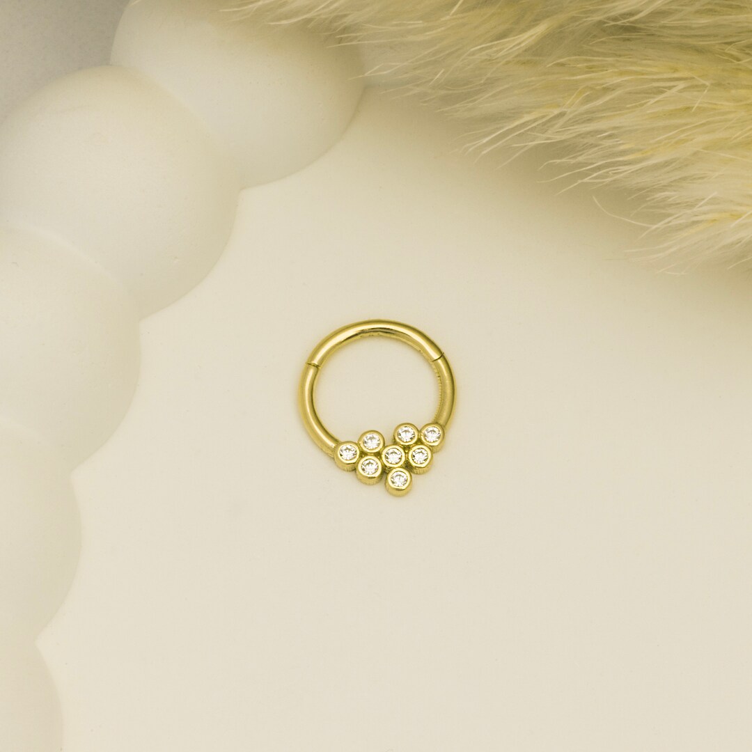 14K Solid Gold Hinge Ring Clicker Piercing, Minimalist Gold Ring Hinge ...