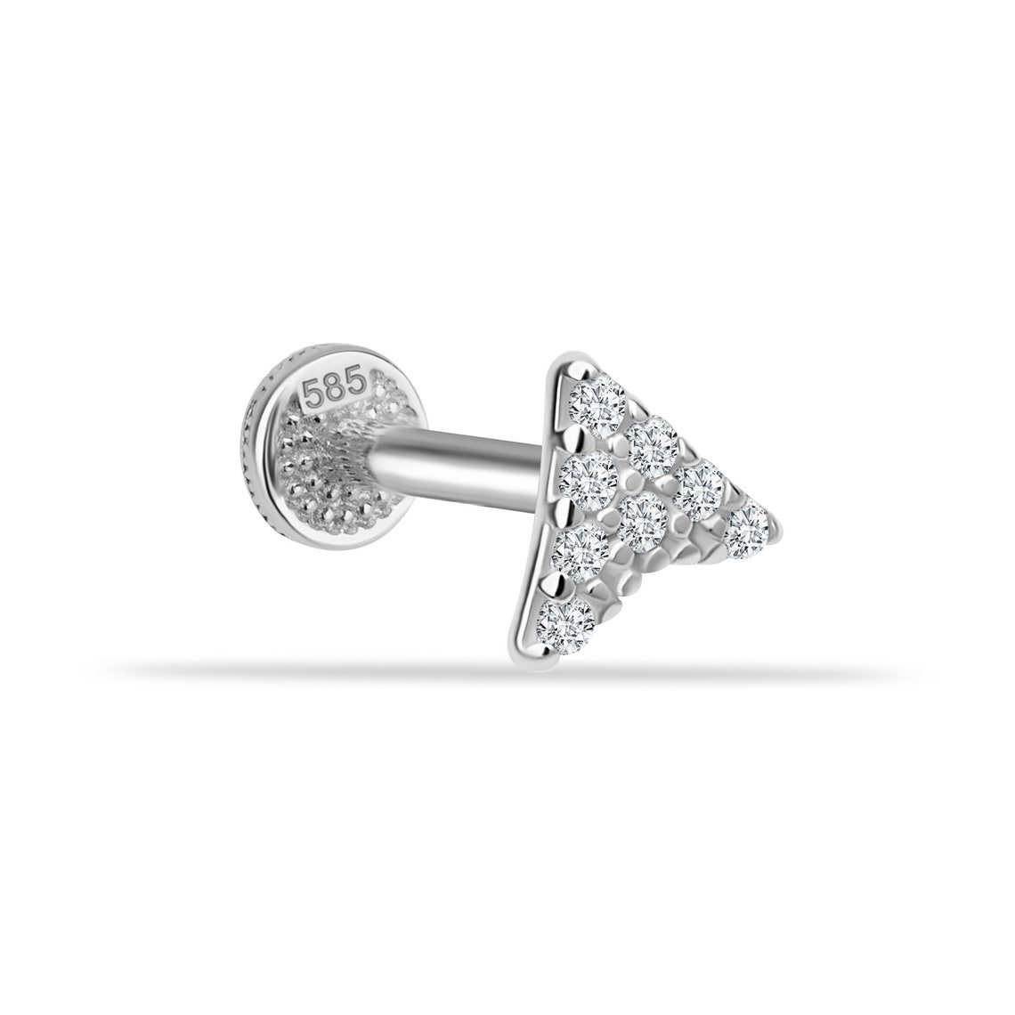 14K Solid Gold Boomerang Tragus Piercing: Cubic Zirconia Cartilage ...