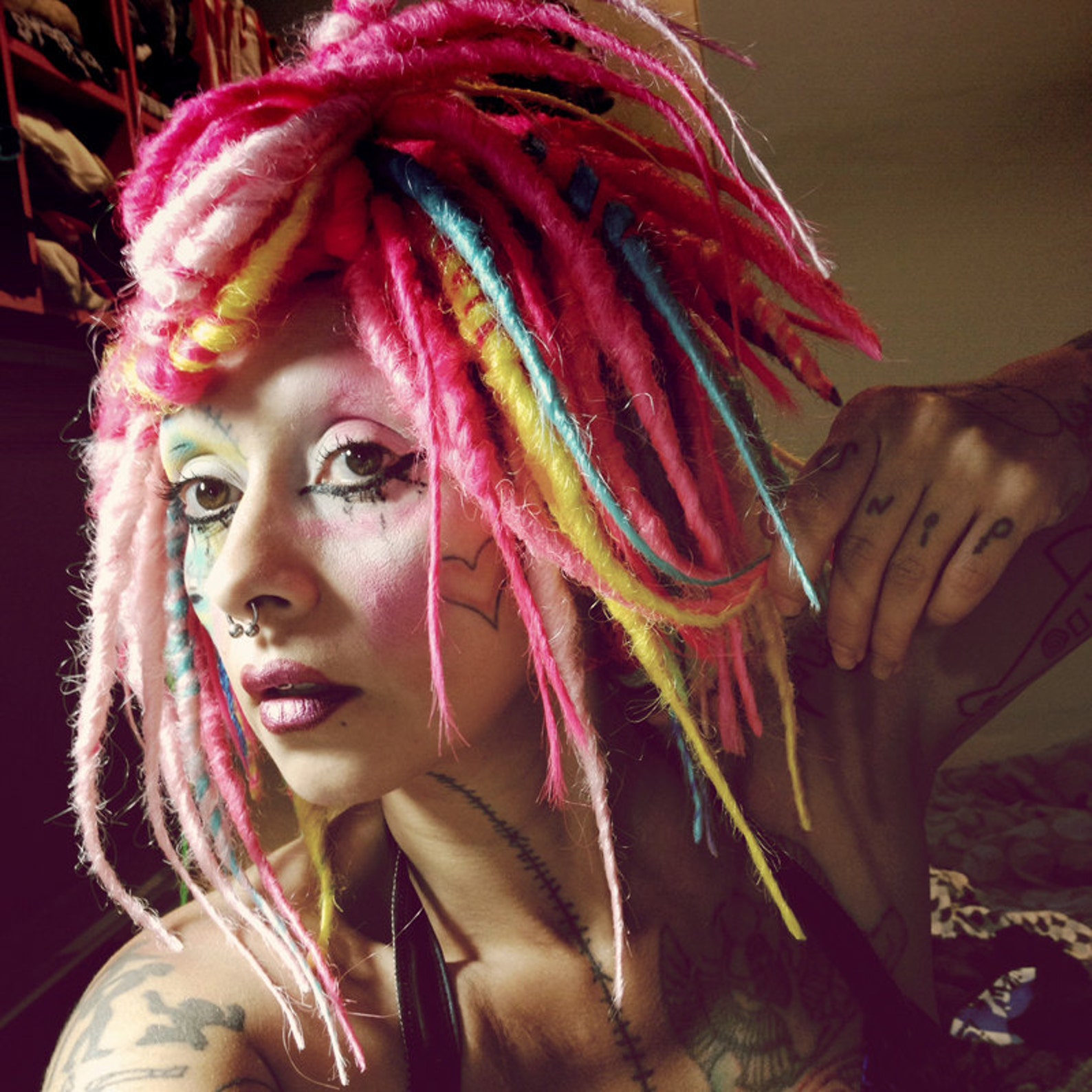 Pink Candy Cane Hair Dreadlock Wig Bright Colorful Dread - Etsy
