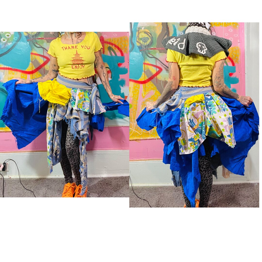 Large Bustle Wrap Skirt, Tattered Silk Skirt, Ruffle Bolero, Large ...