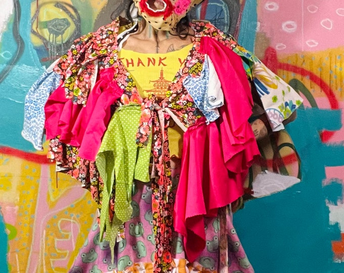Tattered Ruffle Wrap, Tattered Skirt, Ruffle Bolero, Large Clown Collar ...