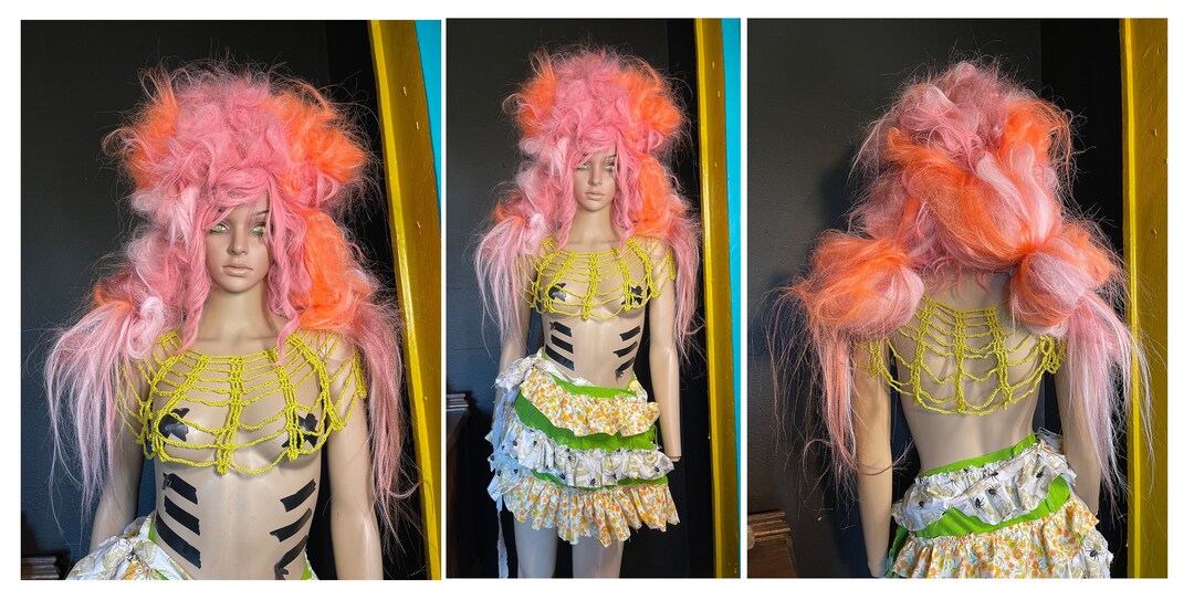 Tattered Pink Princess Victorian Wig, Large Cosplay Doll Wig, Party Wig ...