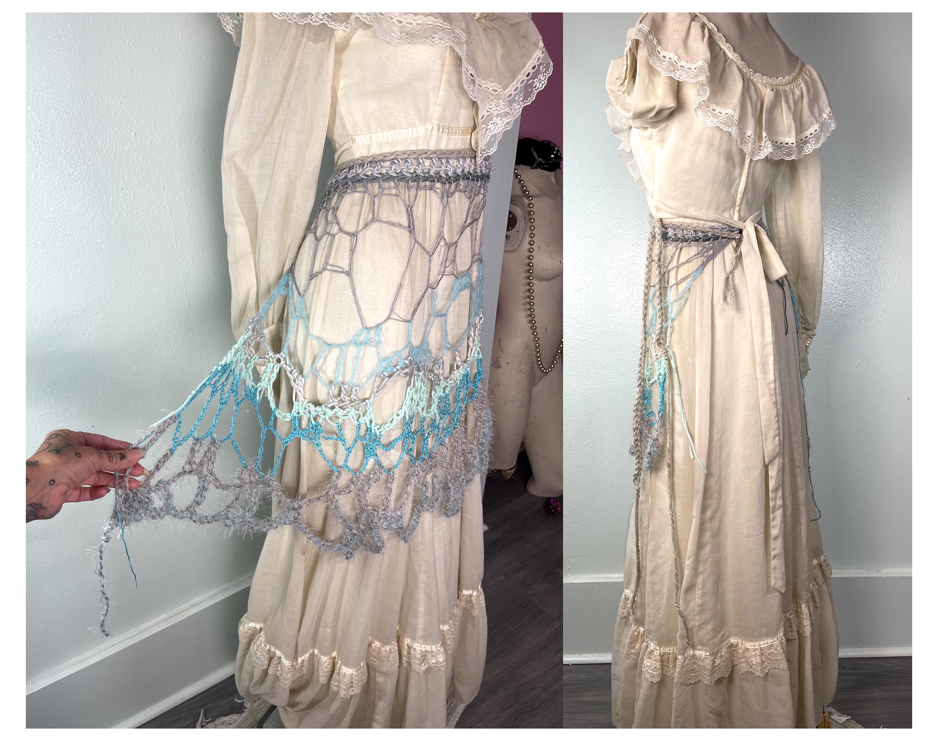 Boho Multi Wear Wrap, Crochet Apron, Crochet Layer Web Net Skirt, Shawl ...