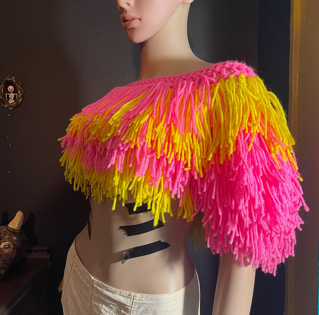 Fringe Crochet Top, Cute Festival Crochet Crop Top, Hippie Belly Shirt ...