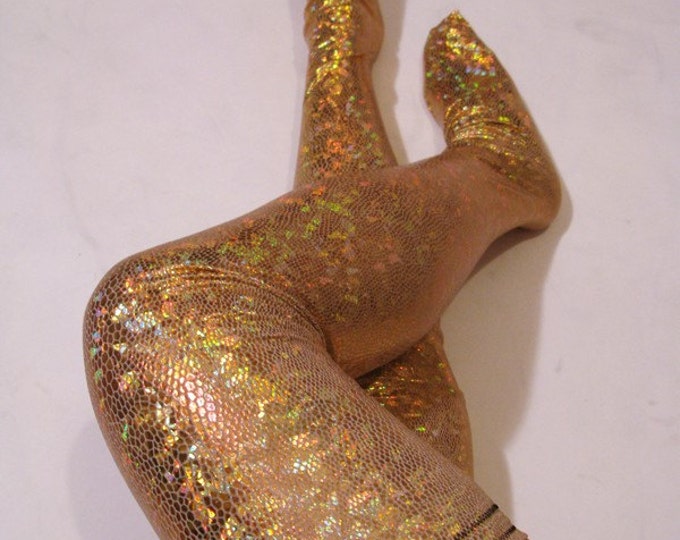 Sexy Gold Sparkle Snake Skin Legs. Thigh High Stocking Socks by Lana ...