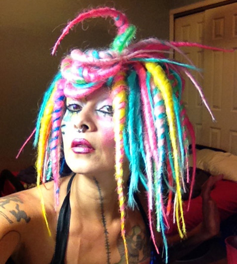 Candy Dreadlock Wig Bright Colorful Dread Locks Big Cosplay | Etsy
