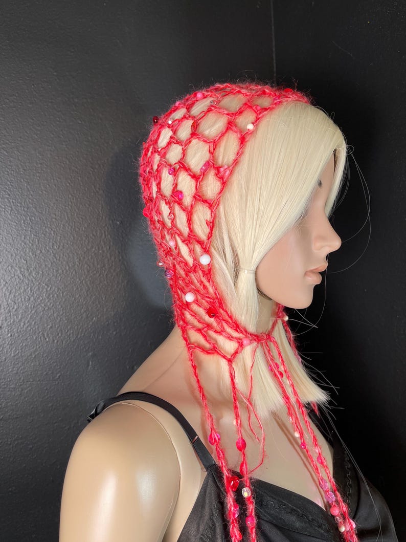 Crochet Bonnet Pattern. Goth Beaded Bonnet, Sequin Net Flapper ...