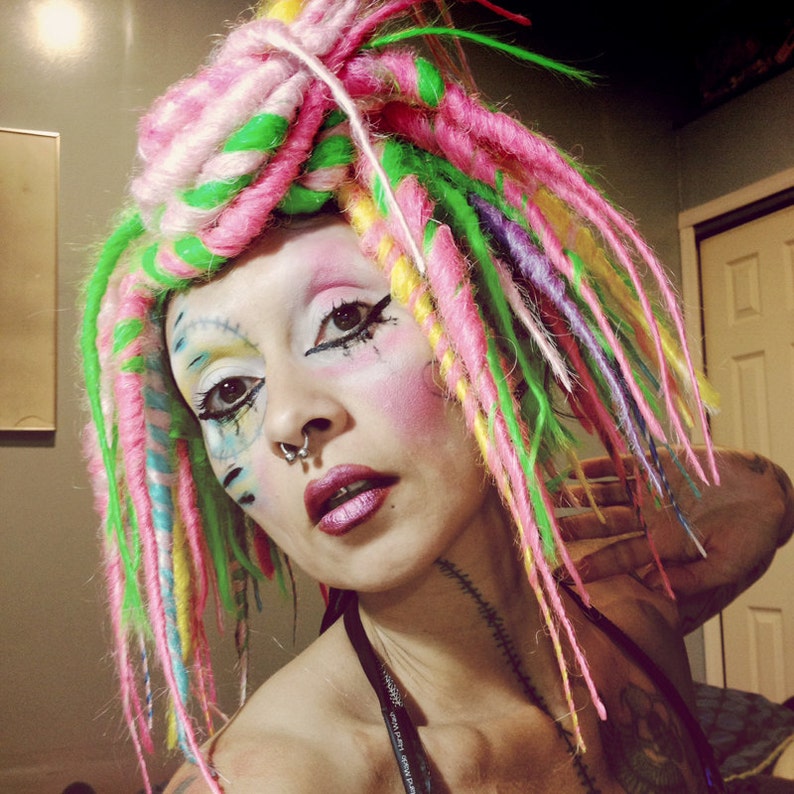 Candy Stripe Hair Dreadlock Wig Bright Colorful Dread Locks | Etsy