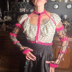 Pattern- Goth Sleeves Collar and Harness Crochet. Gothic Fishnet Arm ...
