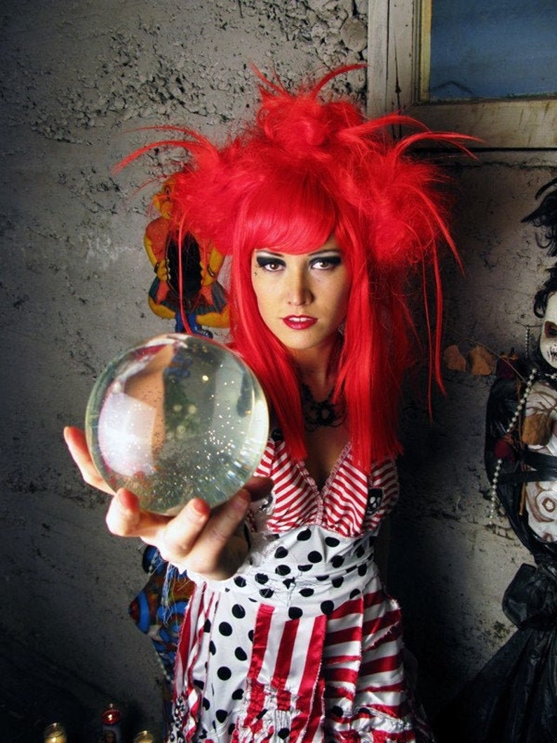 Halloween Wig Costume Party Bright Red Fortune Tellers Blood | Etsy