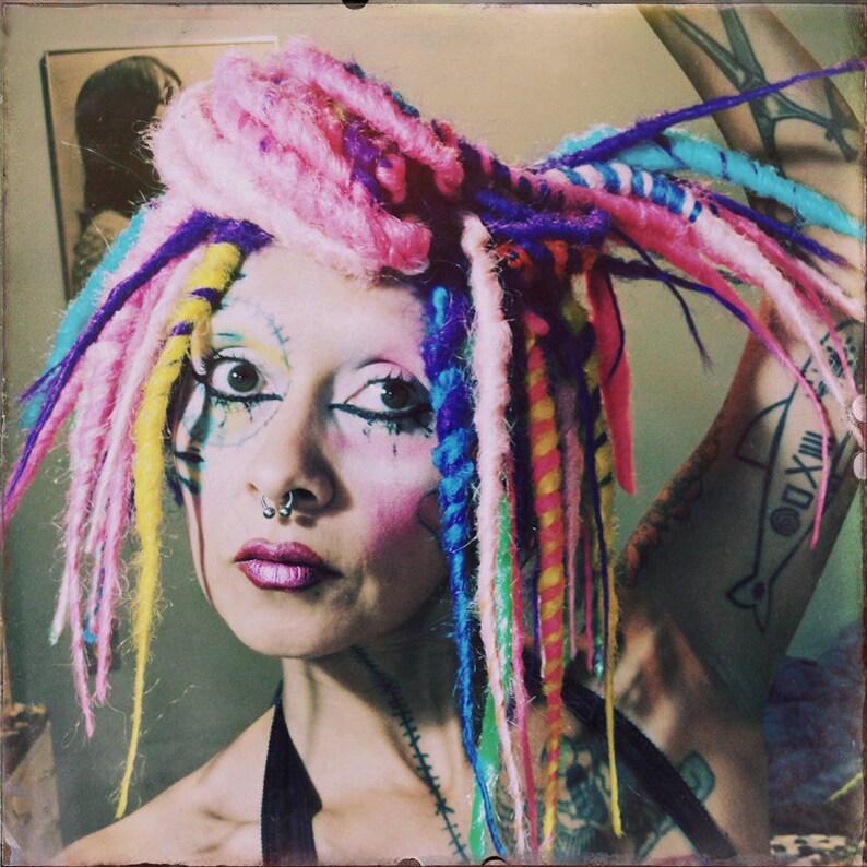 Candy Dreadlock Wig, Bright Colorful Dread Locks Big Cosplay Festival ...