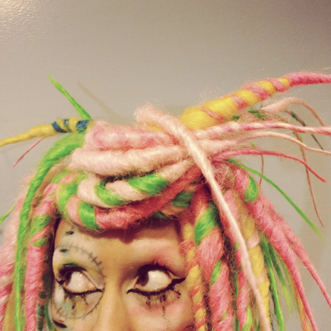 Candy Stripe Hair, Dreadlock Wig, Bright Colorful Dread Locks ...