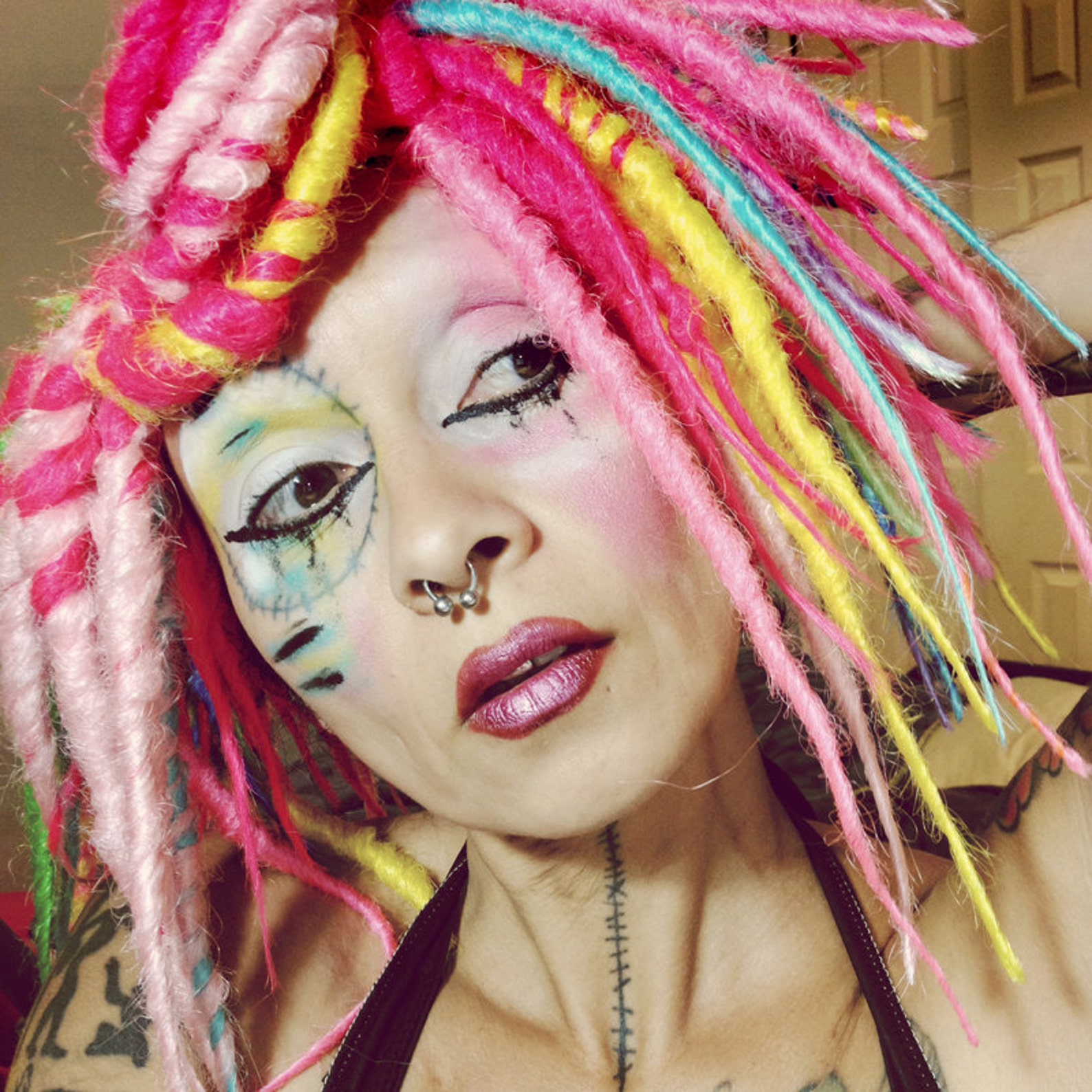 Pink Candy Cane Hair, Dreadlock Wig, Bright Colorful Dread Locks ...