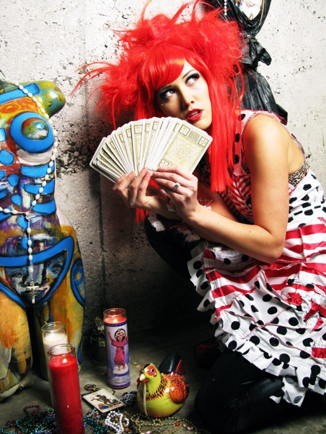 Halloween Wig Costume Party Bright Red Fortune Tellers Blood | Etsy