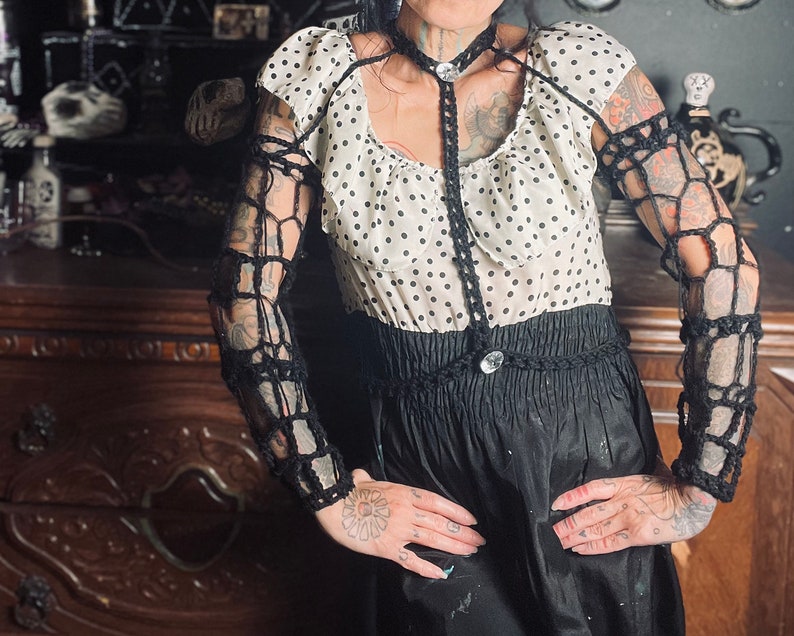 Pattern- Goth Sleeves Collar and Harness Crochet. Gothic Fishnet Arm ...