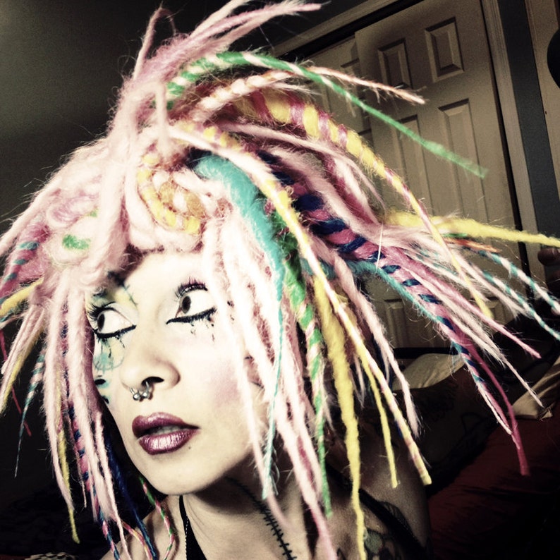 Ombre Party Wig Cyber Goth Hair Dreadlock Wig Colorful | Etsy