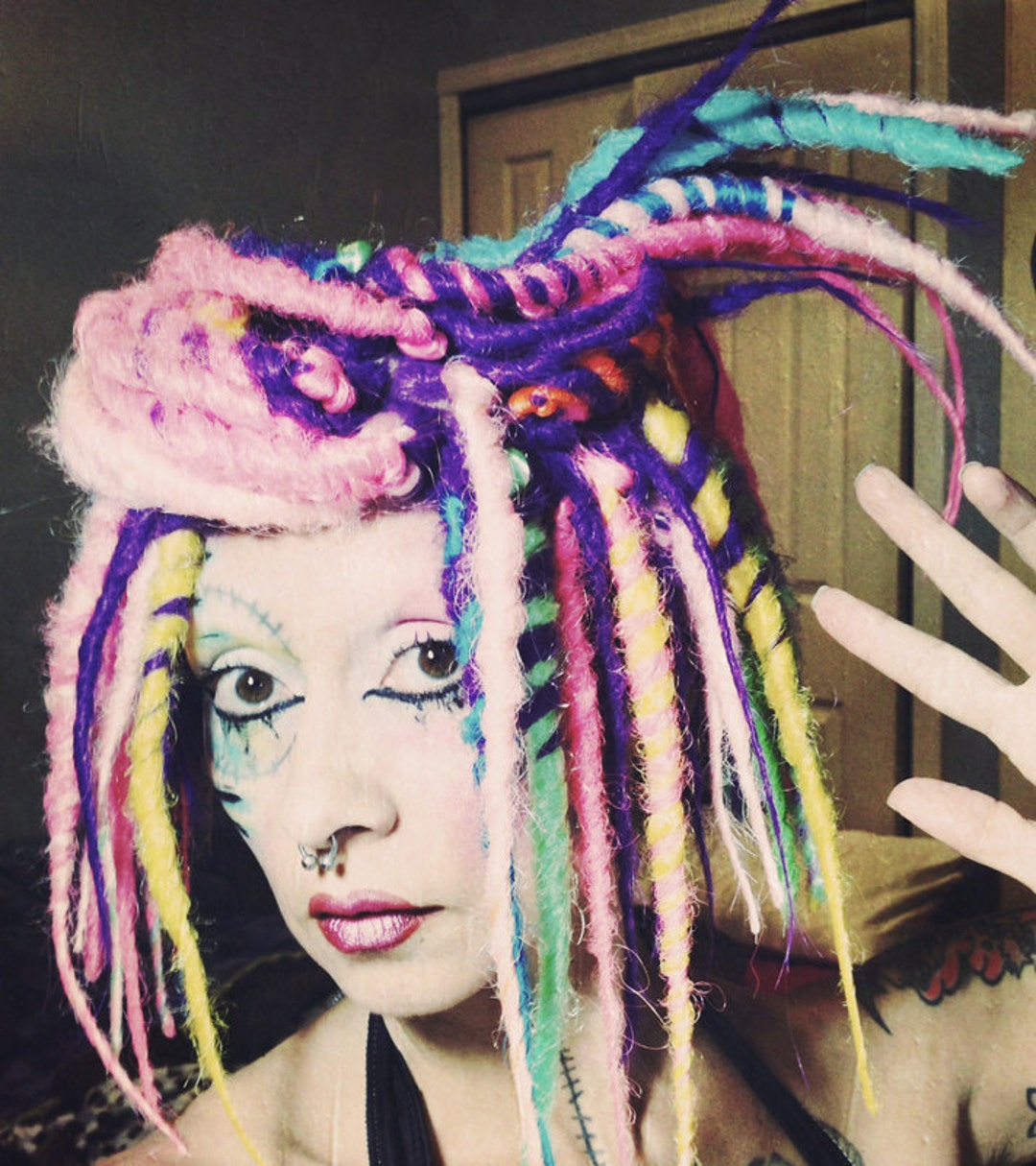 Candy Dreadlock Wig, Bright Colorful Dread Locks Big Cosplay Festival ...