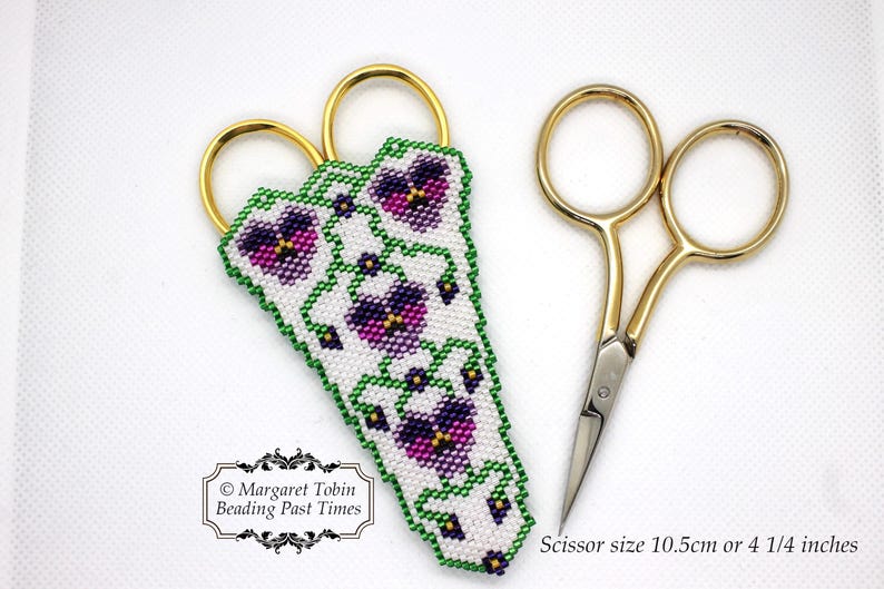 Beaded Scissorcase and Needlecase Set"pansy" Pattern and Tutorial,with ...