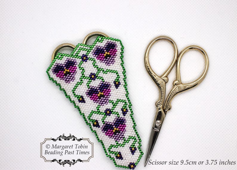 Beaded Scissorcase and Needlecase Set"pansy" Pattern and Tutorial,with ...