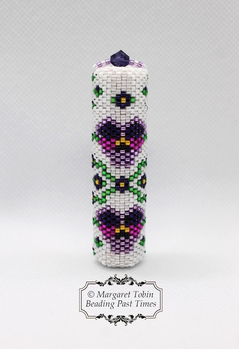 Beaded Scissorcase and Needlecase Set"pansy" Pattern and Tutorial,with ...