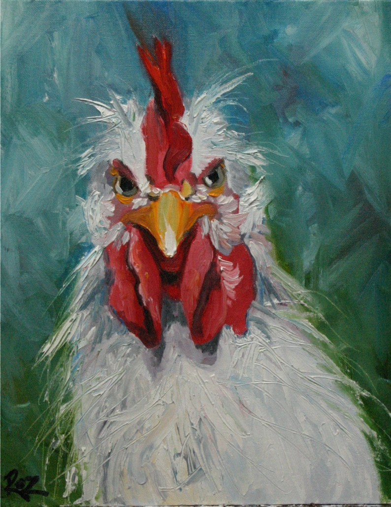 Rooster98 12x16 Inch Print of Oil Painting by Roz - Etsy
