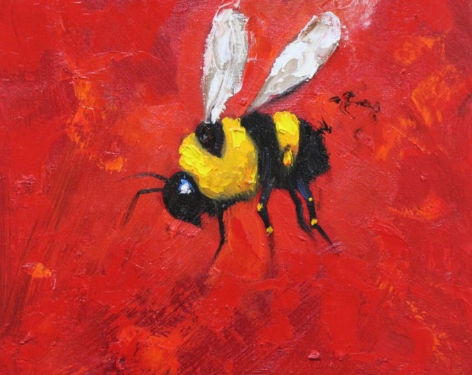 Bee Painting 254 12x12 Inch Insect Animal Portrait Original Oil ...