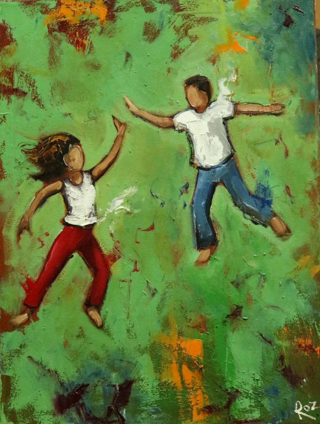 Leap Painting 532 18x24 Inch Original Portrait Figure Oil Painting by ...