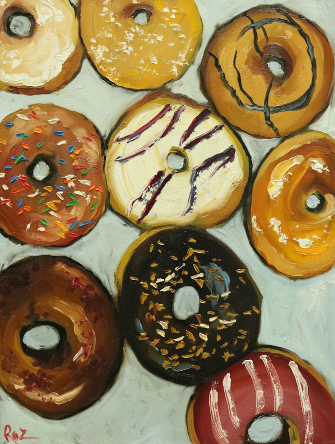 Donuts Still Life Painting 45 18x24 Inch Original Oil Painting - Etsy