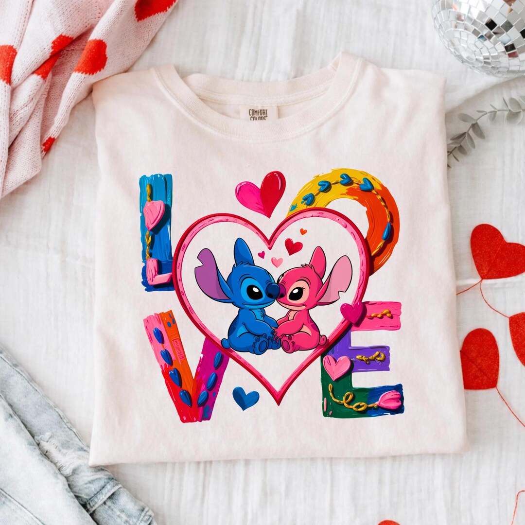 Stitch Love Valentine PNG, Cute Stitch Couple LOVE Design, Valentine ...