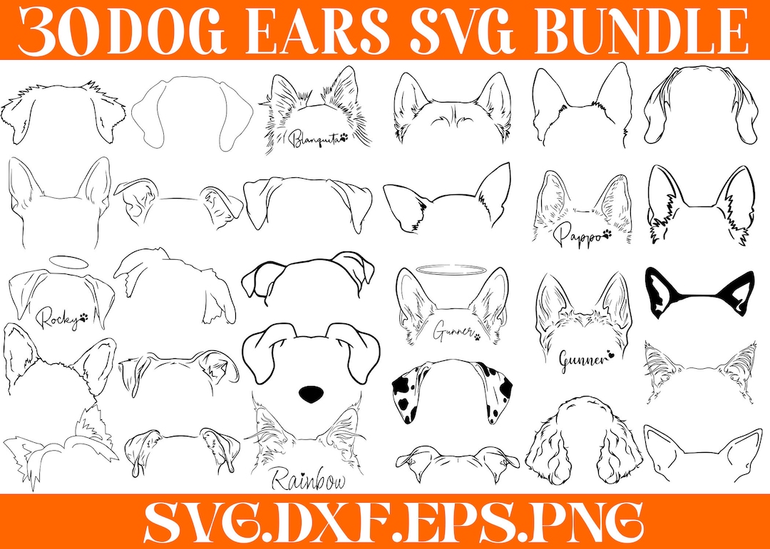 Dog Ears SVG Bundle: 30 Breed Outlines, Cut Files (commercial Use) - Etsy