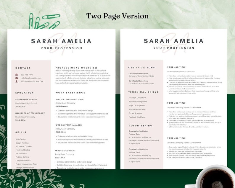 Editable Resume Template From Canva, Professional CV, Modern and ...