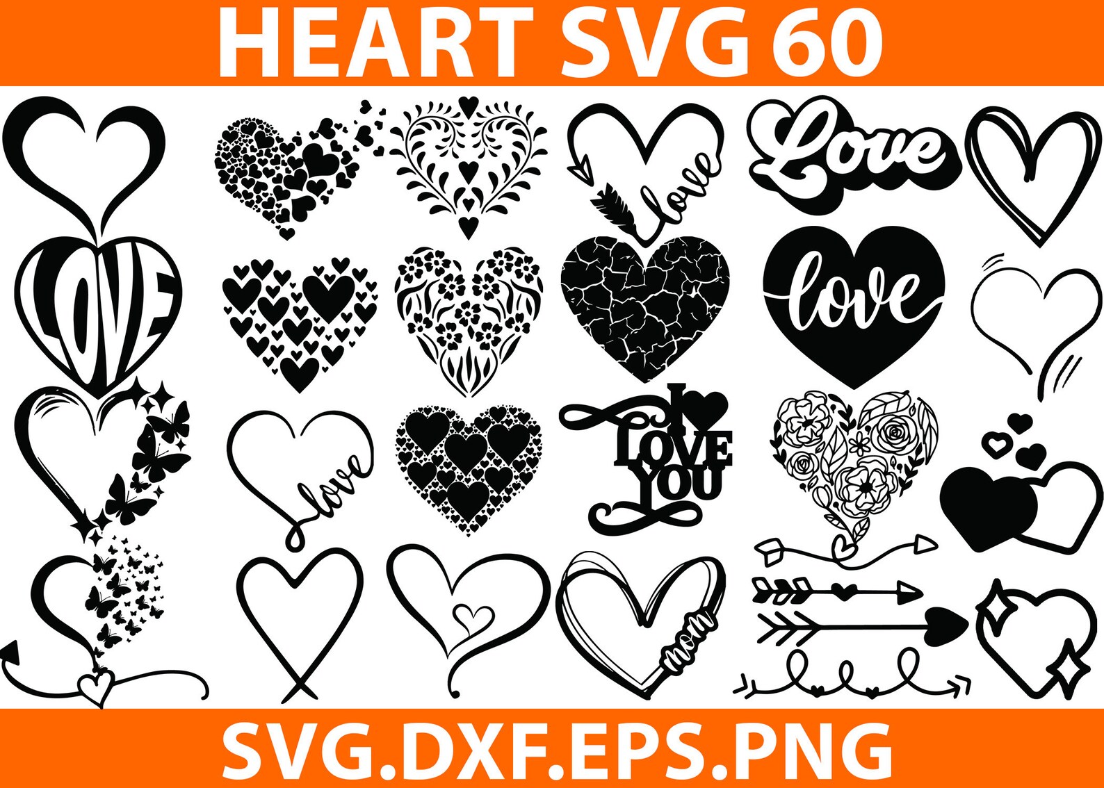 Heart SVG Bundle Heart Svg Open Heart Svg Doodle Heart Svg Sketch Heart ...