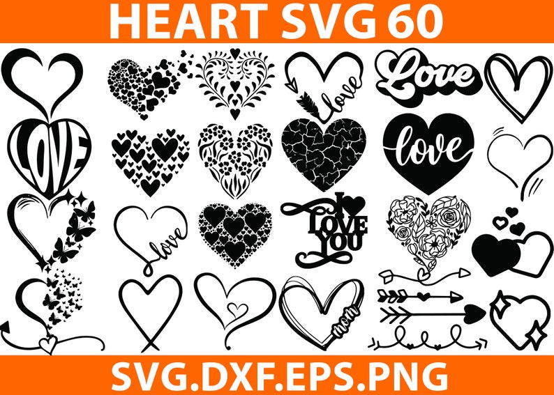 Heart SVG Bundle Heart Svg Open Heart Svg Doodle Heart Svg Sketch Heart ...