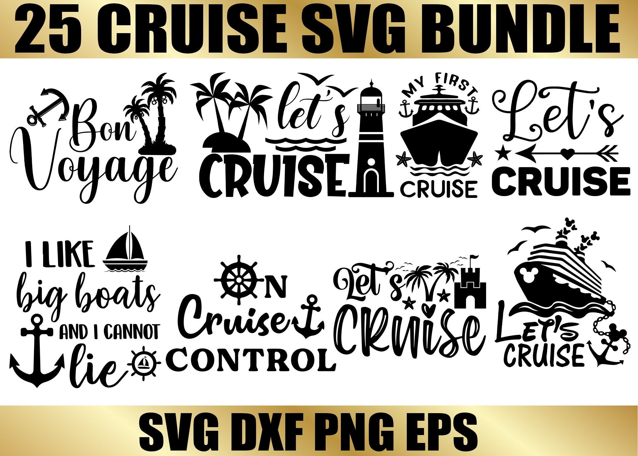 Cruise SVG Bundle: Anchor, Boat, Cruise Ship Designs (digital Files) - Etsy