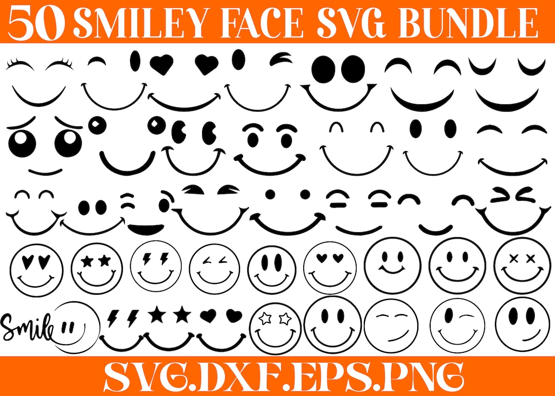 Smiley Face Svg Bundle, Groovy Smiley Face Svg, Smiley Face Svg for ...