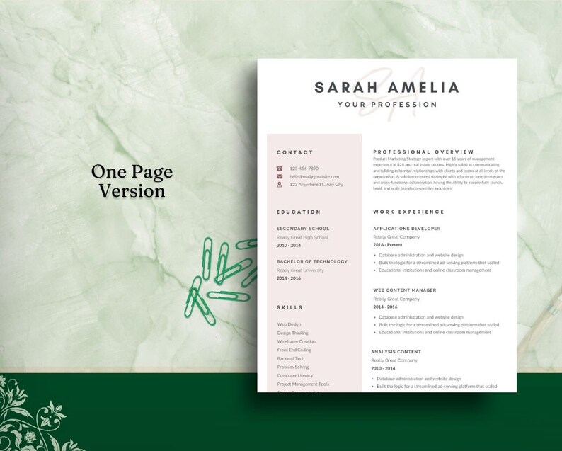 Editable Resume Template From Canva, Professional CV, Modern and ...