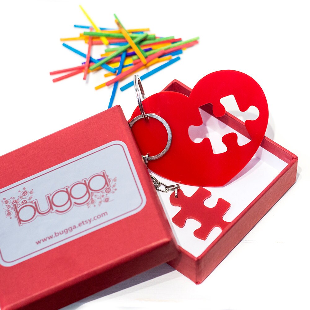 Puzzle Keychain, Puzzle Heart Keychain for Couples, Key Chain Set, Gift ...