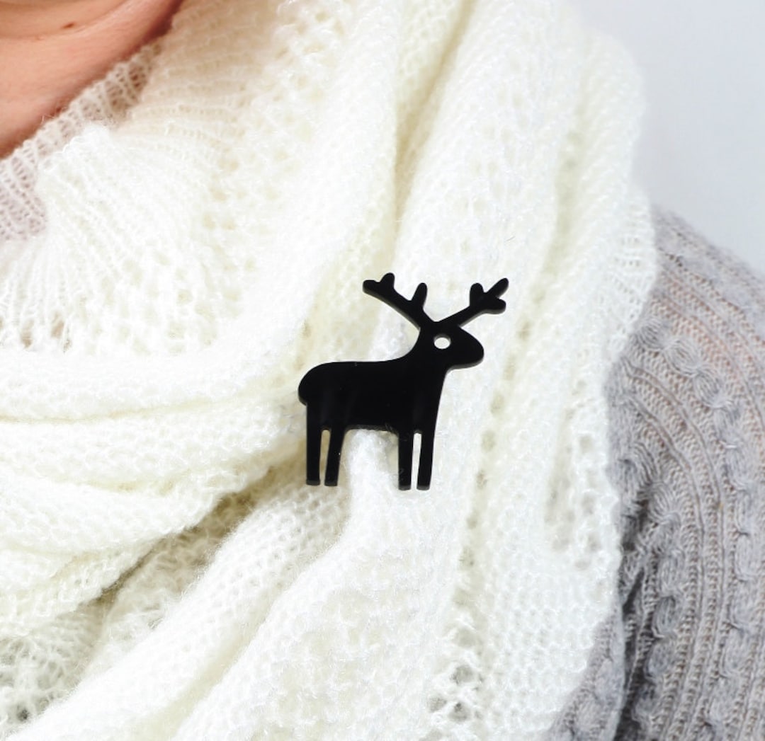 Black Reindeer Brooch Pin, Christmas Jewelry, Gifts Under 25 - Etsy