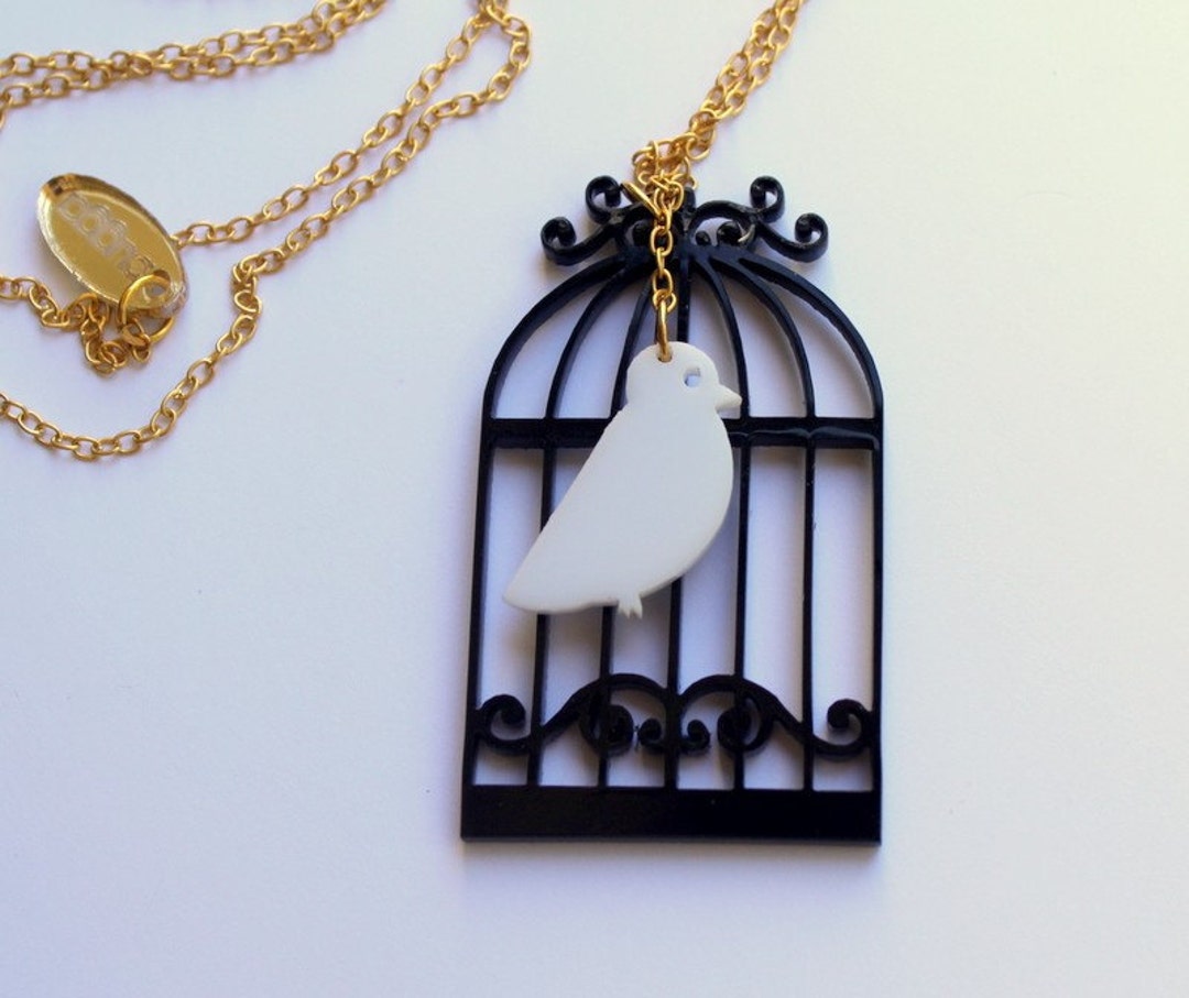 The Birdcage Necklace, Plexiglass Jewelry, Lasercut Acrylic, Gifts ...