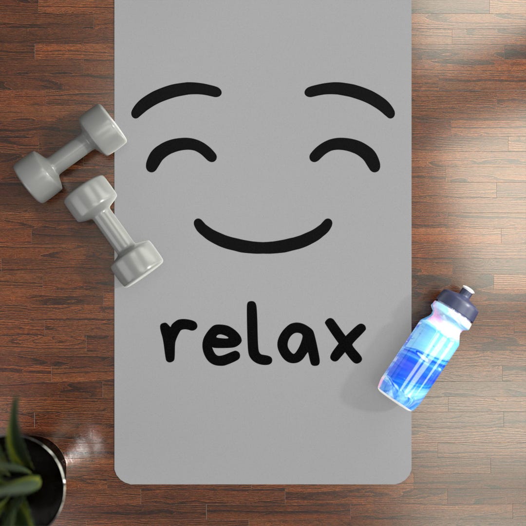 Inhale Exhale Relax Yoga Mat – Smiley Face Mindfulness Mat, Minimalist ...
