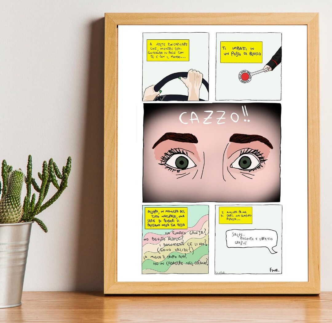 Comic Book Illustration Poster Roadblock Comic Book Print Italian - Etsy
