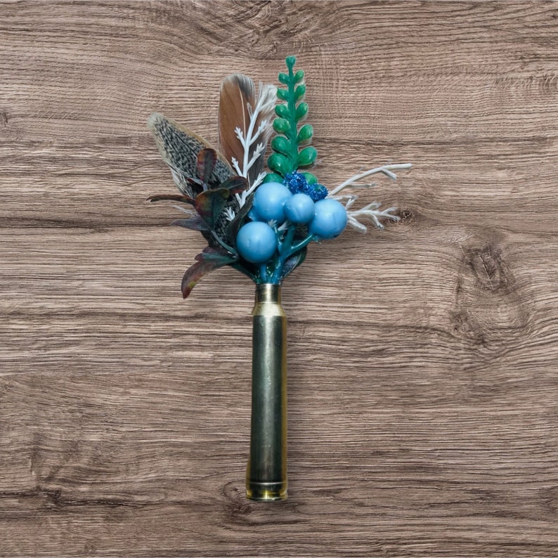 Brass Bullet Casing Boutonniere With Pheasant Feathers. - Etsy