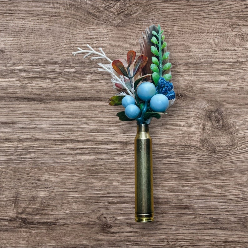 Brass Bullet Casing Boutonniere With Pheasant Feathers. - Etsy